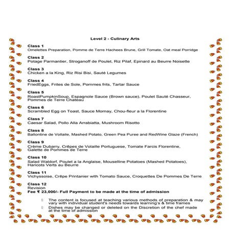 Short term cooking culinary arts 2 months | PDF