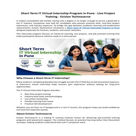 Short Term IT Virtual Internship Program in Pune - Live Project ...