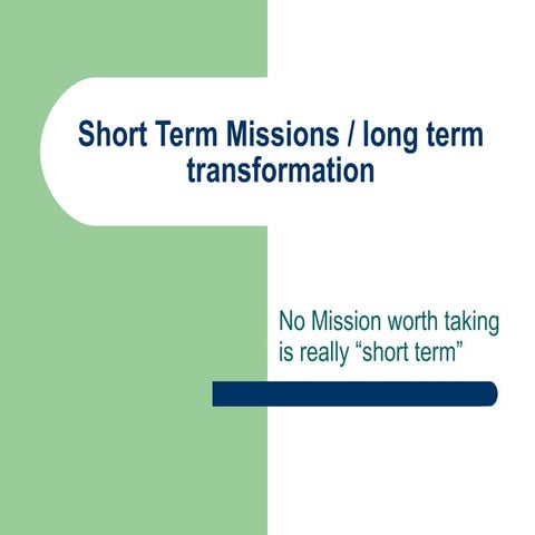 Short Term Missions long term results | PPT