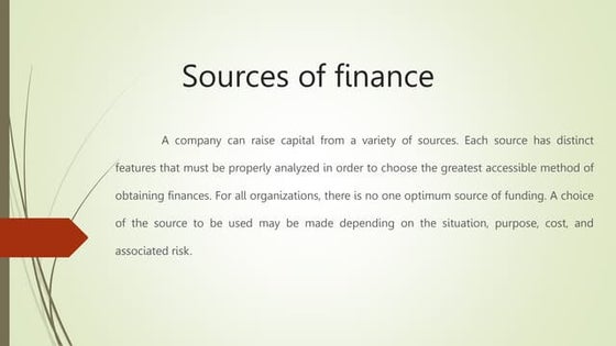 Sources of finance | PPTX
