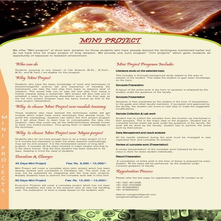 Short term training courses in biotechnology and life sciences (mini ...