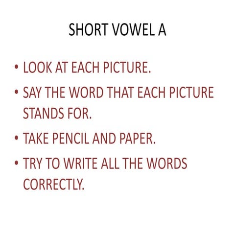 Short vowel a slideshow | PPTX