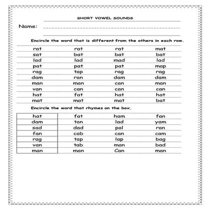 Words with the Medial Short /a/ Sound | PPTX