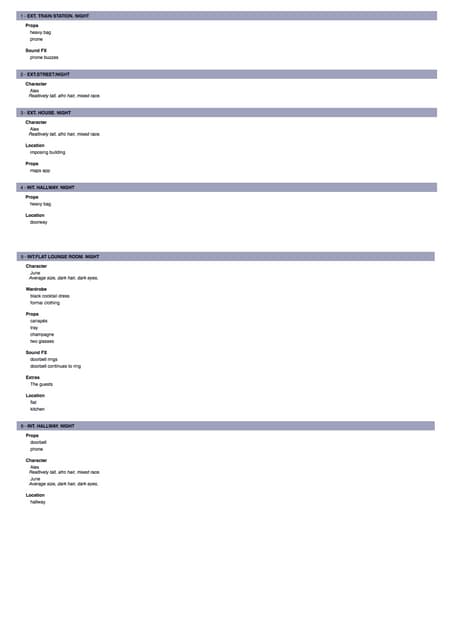 script breakdown example | PDF
