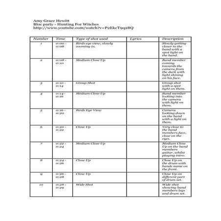 Shot By Shot Analysis Docx Video Production Content Production