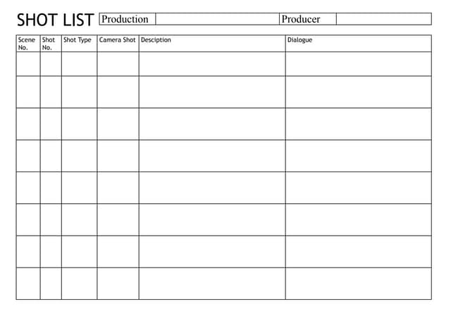 Simple Shot List Example