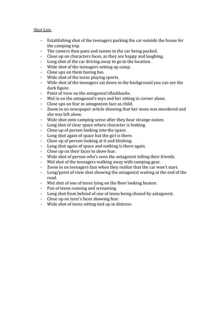Media- Shot List Template | PDF