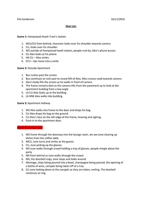 Shot breakdown master list | PDF