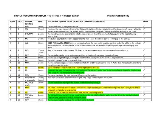 Button Basher Call Sheet | PDF