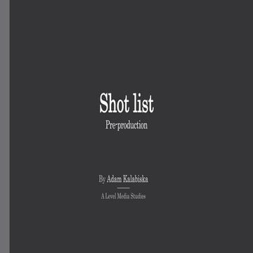 Short film - shotlist development | PPT