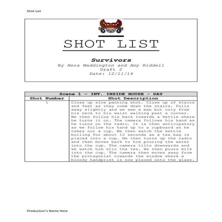 Shotlist final draft | PDF