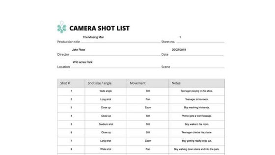 Location scoutign sheet 1 | DOCX