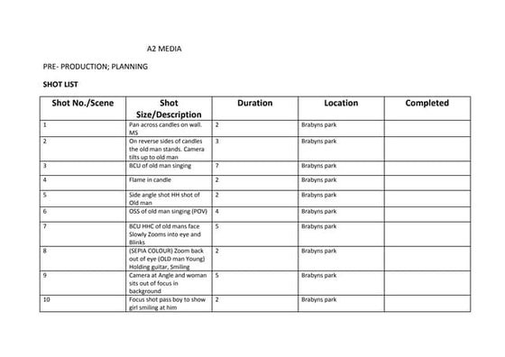 Shooting schedule template | PPT