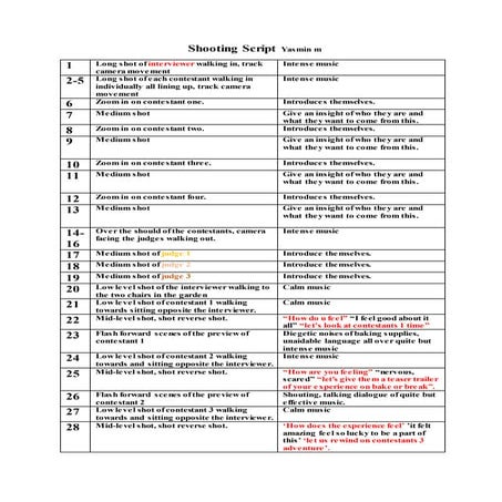 Shot script | DOCX