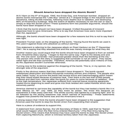 Debating the decision to drop the atomic bomb | PPT