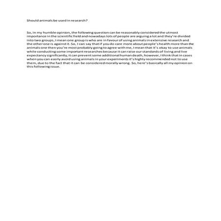 Should animals be used in research | DOCX