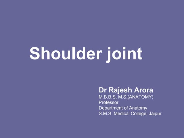 Shoulder Joint -pdf lecture notes Dr.N.Mugunthan.M.S | PDF