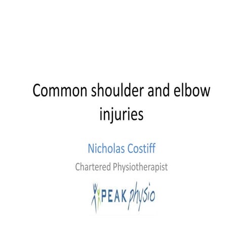 PeakPhysio.com Sports Injury Talks – ONE: Common shoulder and elbow ...