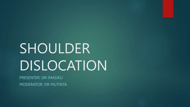 Shoulder Dislocation | PPT