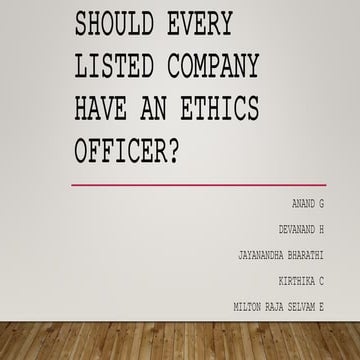 Should every listed company have an ethics officer? | PPTX