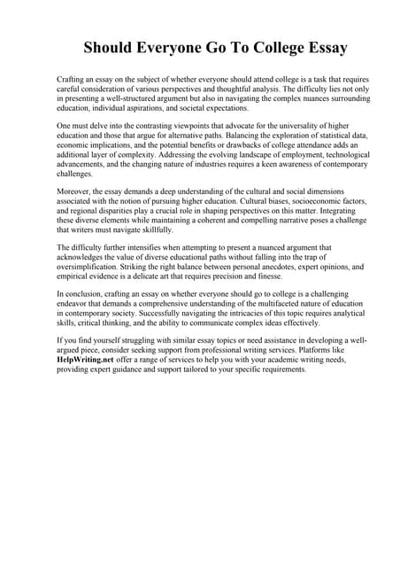 Why Go To College Essay | PDF