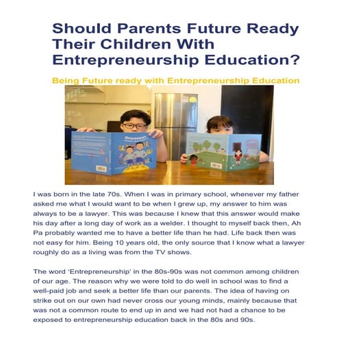 Should parents future ready their children with entrepreneurship ...