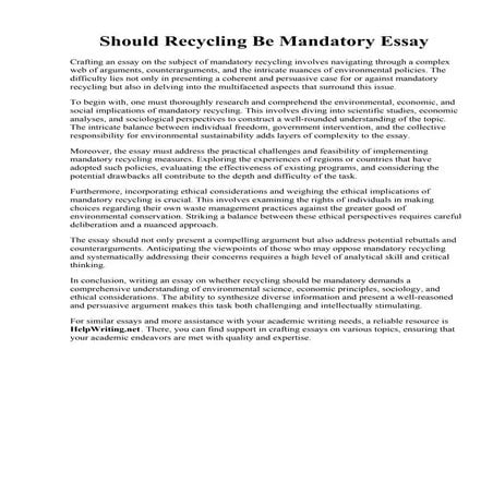 Should Recycling Be Mandatory Essay | PDF