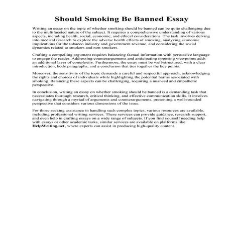 Should Smoking Be Banned Essay | PDF