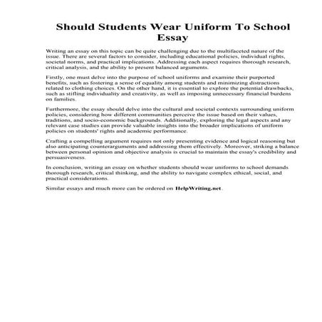 Should Students Wear Uniform To School Essay.pdf
