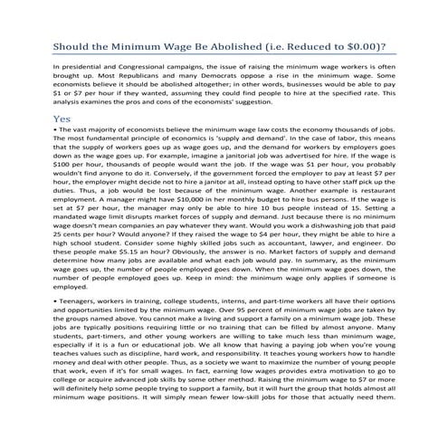 Should the minimum wage be abolished (i.e. reduced to | PDF