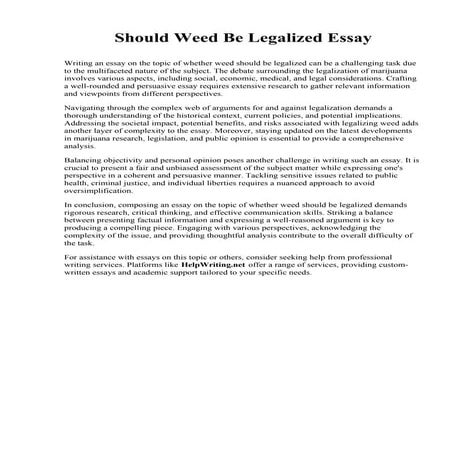 Should Drugs Be Legalized Essay | PDF