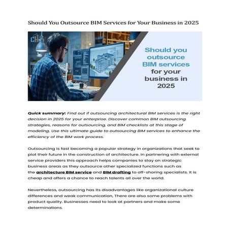 Should You Outsource BIM Services for Your Business in 2025 | PDF
