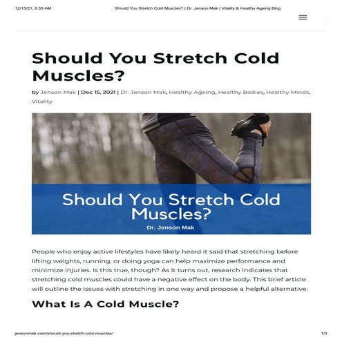 Should You Stretch Cold Muscles? | PDF