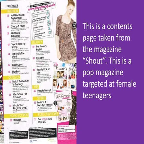 Graphic elements real life magazine contents page analysis | PPTX
