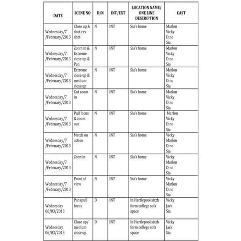Shooting schedule 3 | PPT