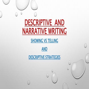 Showing VS Telling and Descriptive writing strategies | PPT