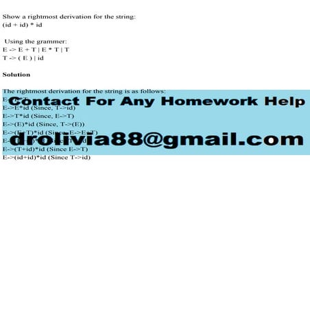 Show a rightmost derivation for the string(id + id) id Usin.pdf