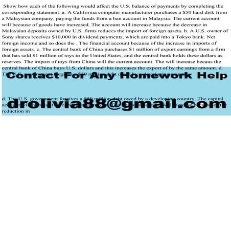 Show how each of the following would affect the U.S. balance of payme.pdf