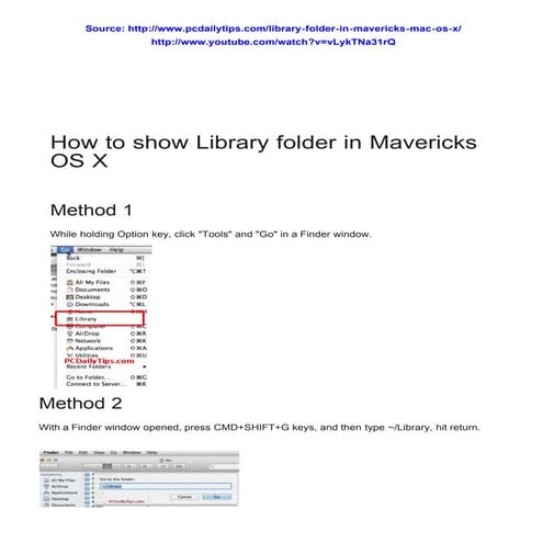 Show your Library folder in Mac Mavericks | PDF