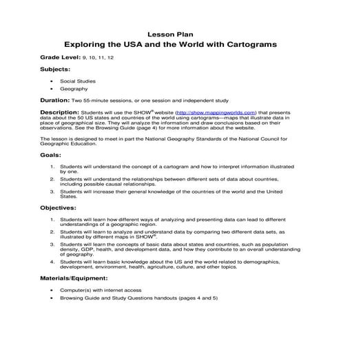 SHOW Lesson Plan | PDF