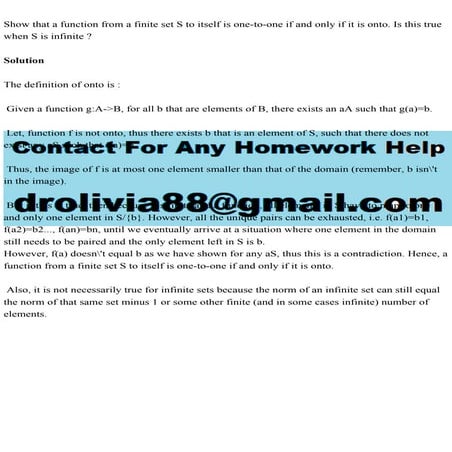 Show that a function from a finite set S to itself is one-to-one if .pdf