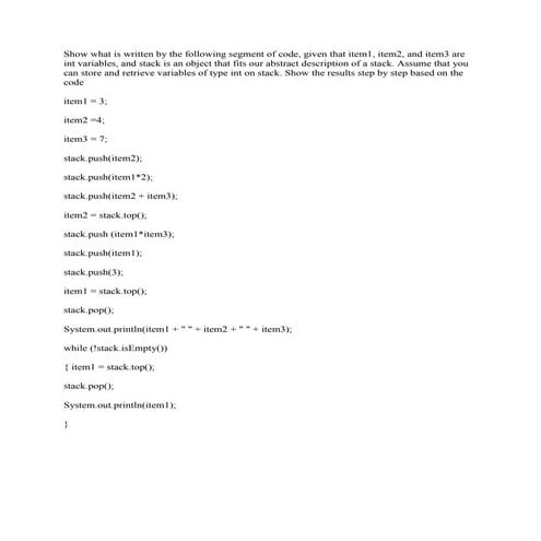 Show What Is Written By The Following Segment Of Code Given That Itemdocx