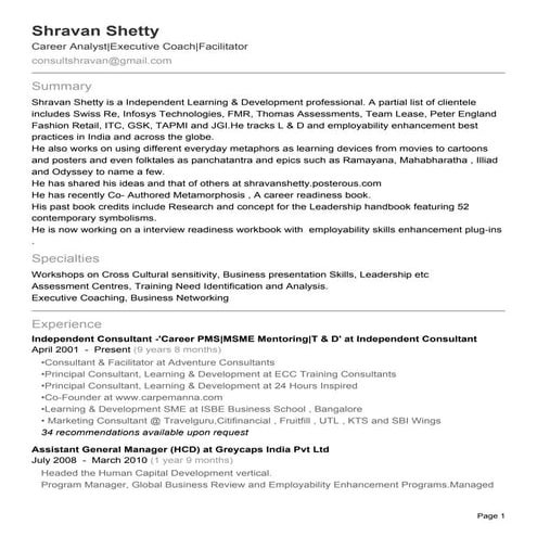 Shravan Shetty Linkedin Profile | PDF