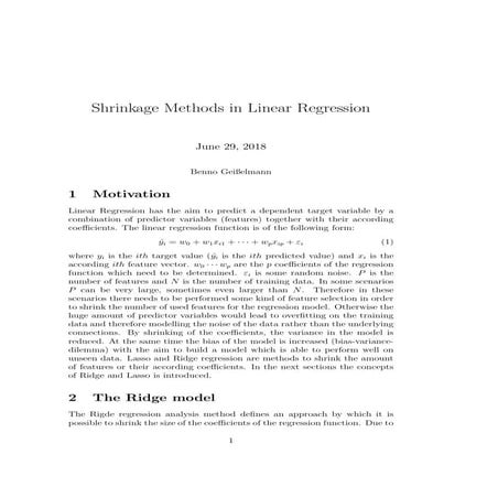 Shrinkage Methods in Linear Regression | PDF