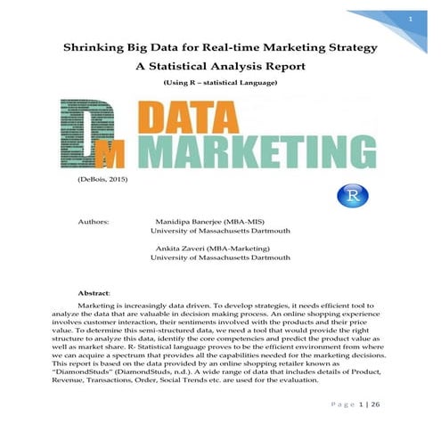 Shrinking Big Data For Real Time Marketing Strategy A Statistical Report Pdf