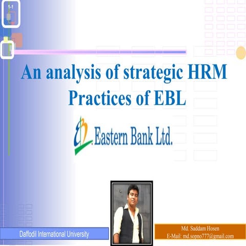 An analysis of strategic HRM Practices of EBL | PPT