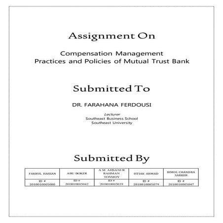 Compensation Management Practices and Policies Assignment / Report | DOCX