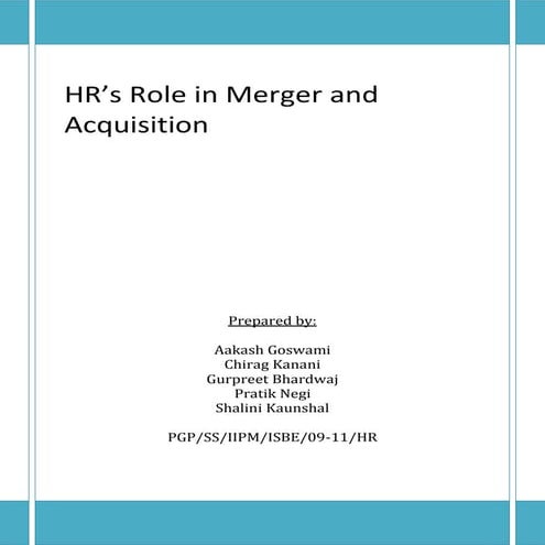 Shrm report ( hr role in m&a) | PDF | Mergers and Acquisitions ...