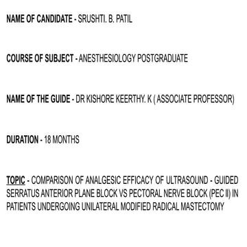 Usg guided serratus Anterior vs pectoral nerve block | PPTX