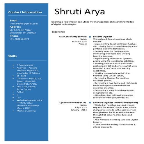 Shruti Arya CV | PDF